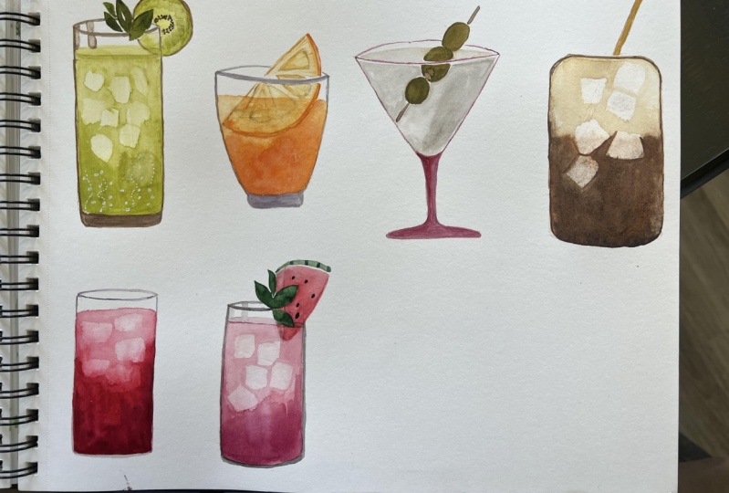 Step by Step Watercolor Techniques to paint Loose Fruity Iced Drinks ...