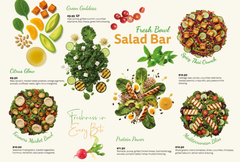 Menu Design for Salad Bar using Adobe InDesign, Photoshop and ...