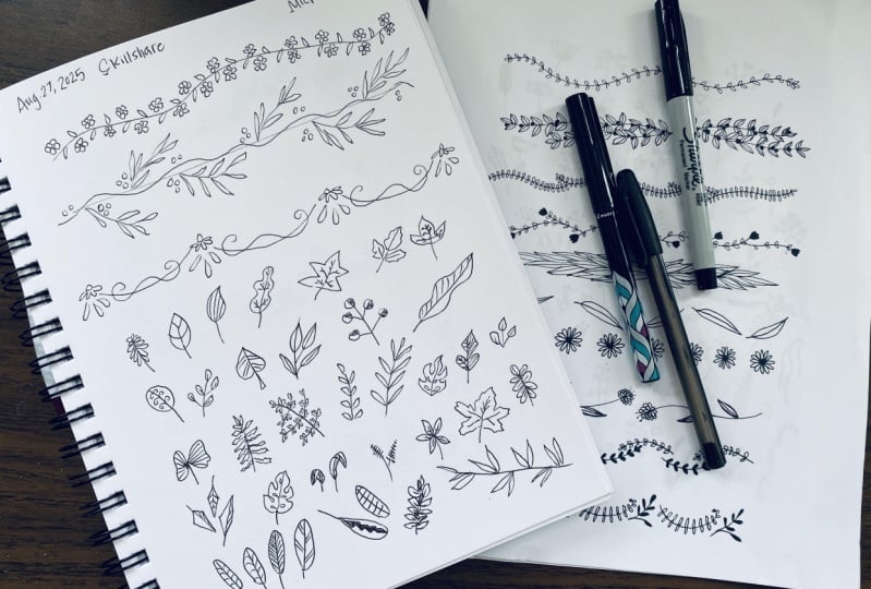 Botanical Borders: Creating beautiful border and frame designs in fineliner pen. | Michelle ...