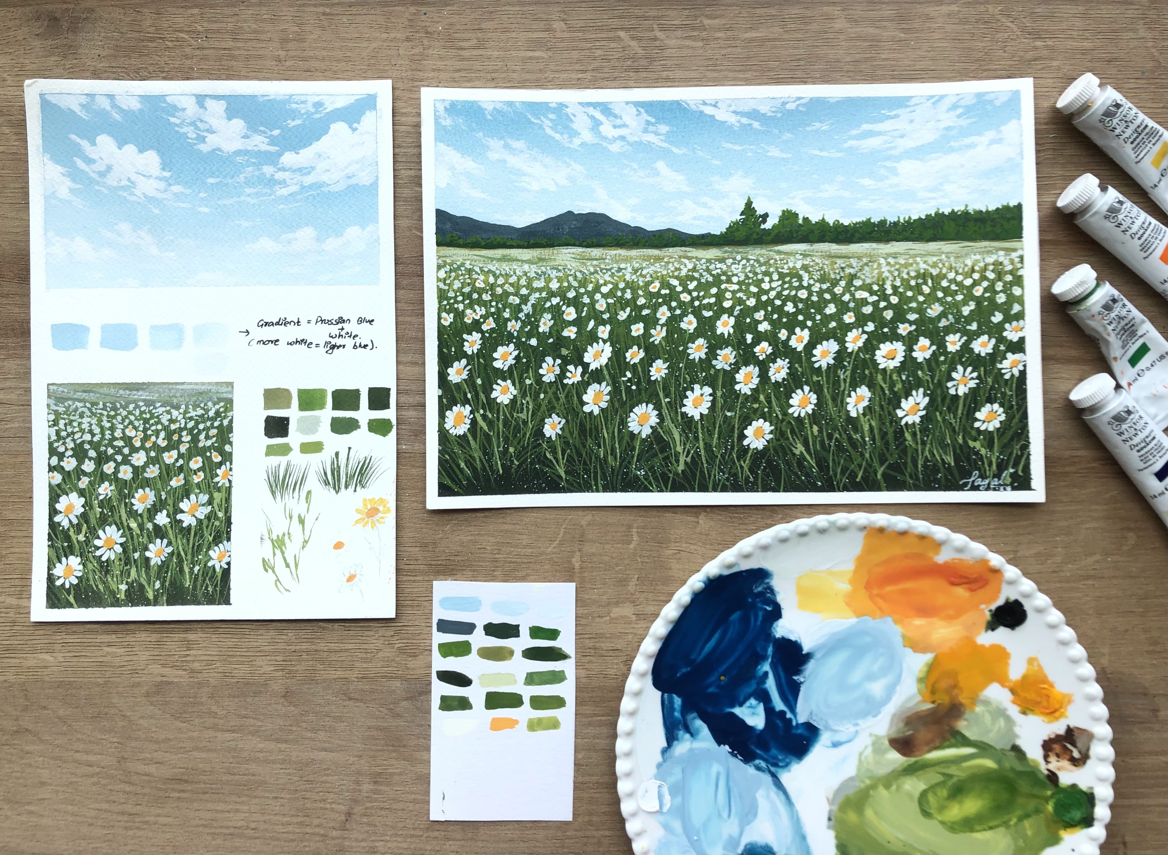 Paint Spring Inspired Landscape using Gouache: A Step-by-Step Guide ...