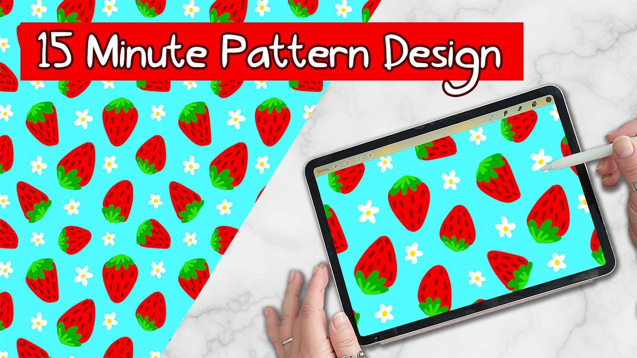 15 Minute Pattern Design in Procreate: Create a Spring Daisy & Strawberry Seamless Pattern for ...