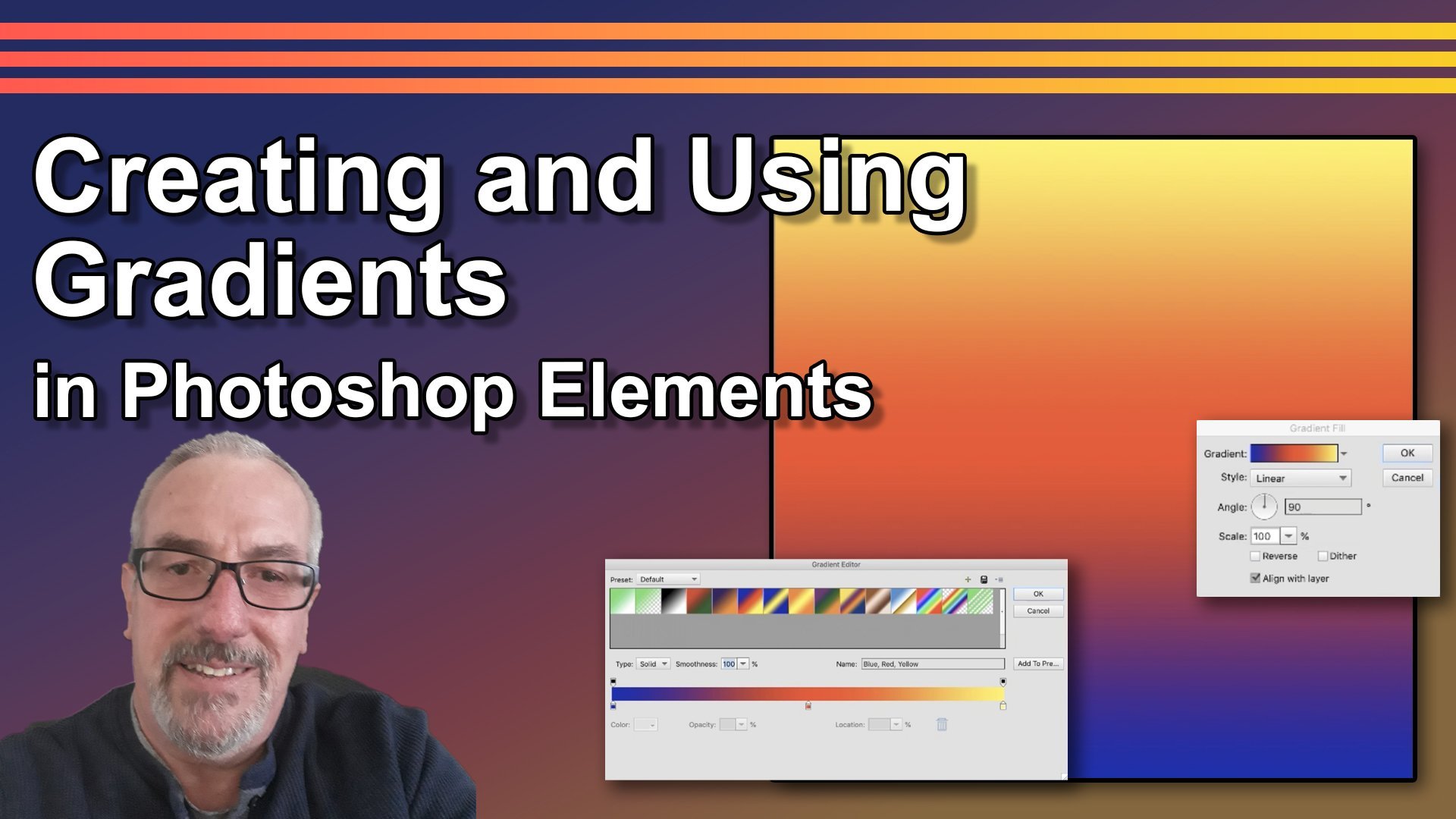 Como criar e usar gradientes em elementos do Photoshop | Kent Newbold ... Como criar e usar gradientes em elementos do Photoshop | Kent Newbold ...