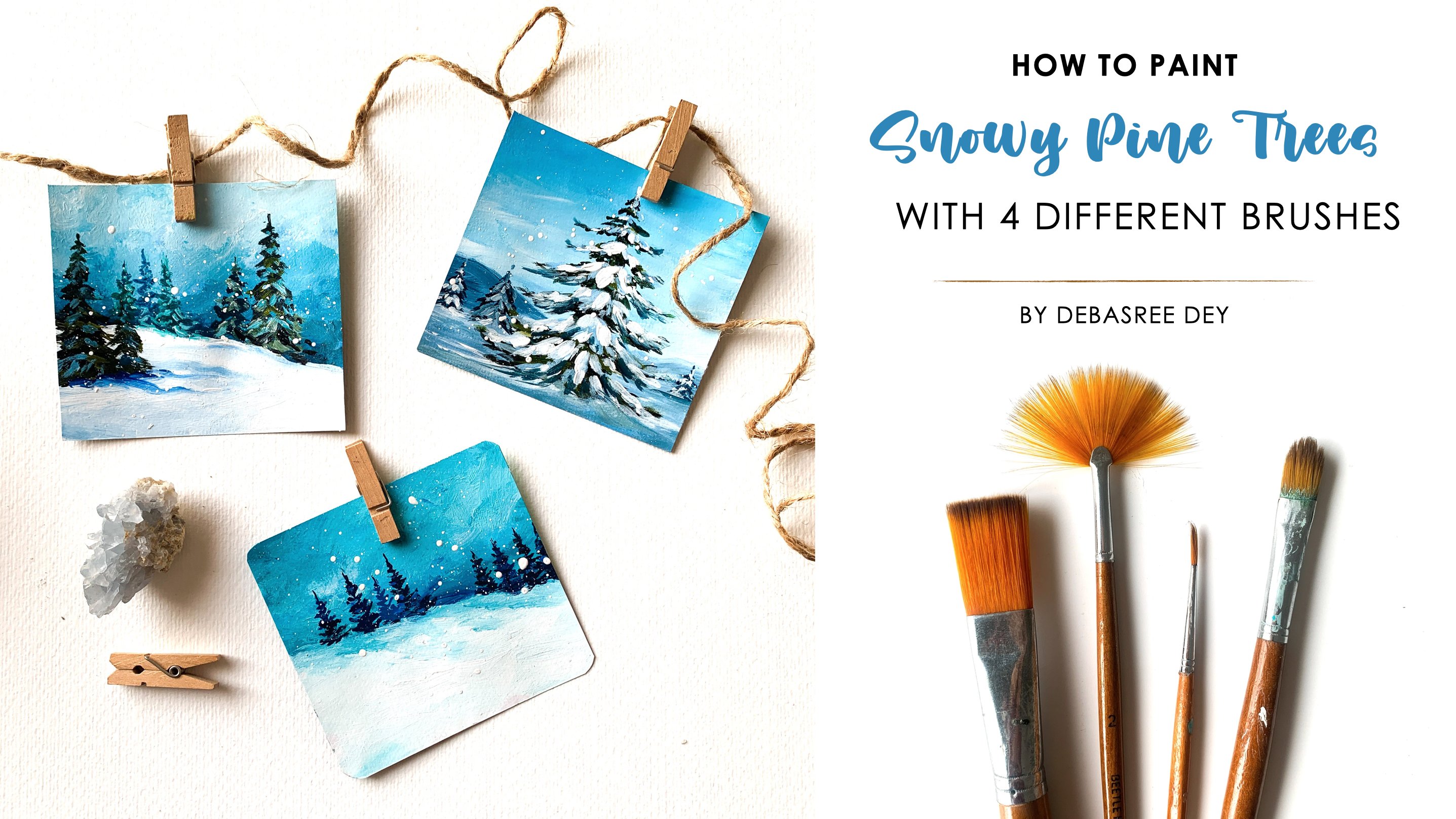 How To Paint Snowy Pine Trees - Acrylic Masterclass | Debasree Dey | Skillshare