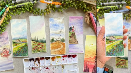 Easy Fun Bookmark Painting Using Watercolors | DIY Bookmark Painting ...