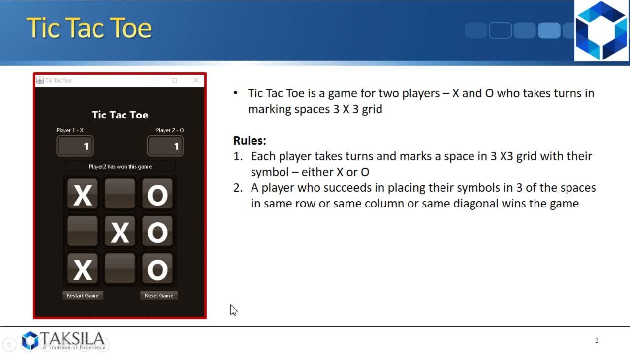 Java By Example Project 11 Tic Tac Toe Taksila Llc Skillshare 0419