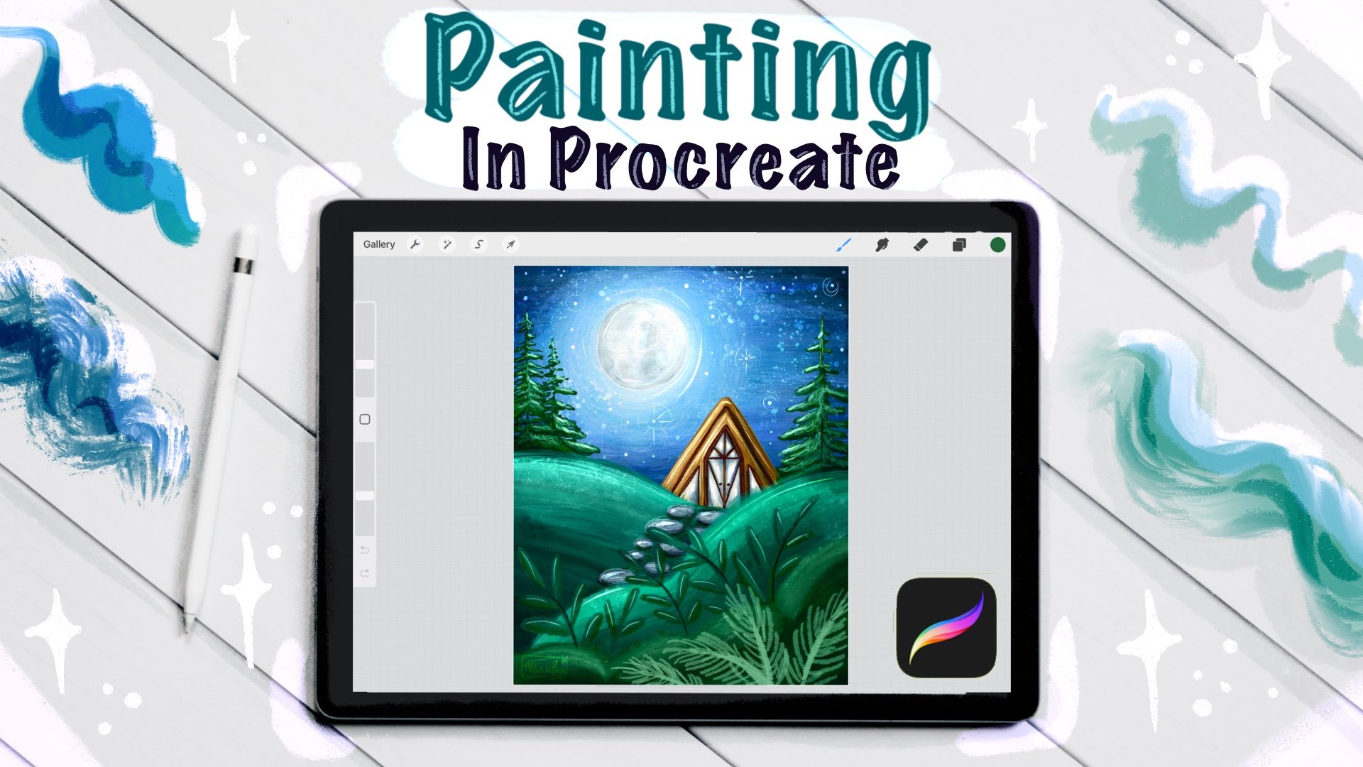 Painting in Procreate - Paint A Whimsical Woodland Cabin On Your iPad ...