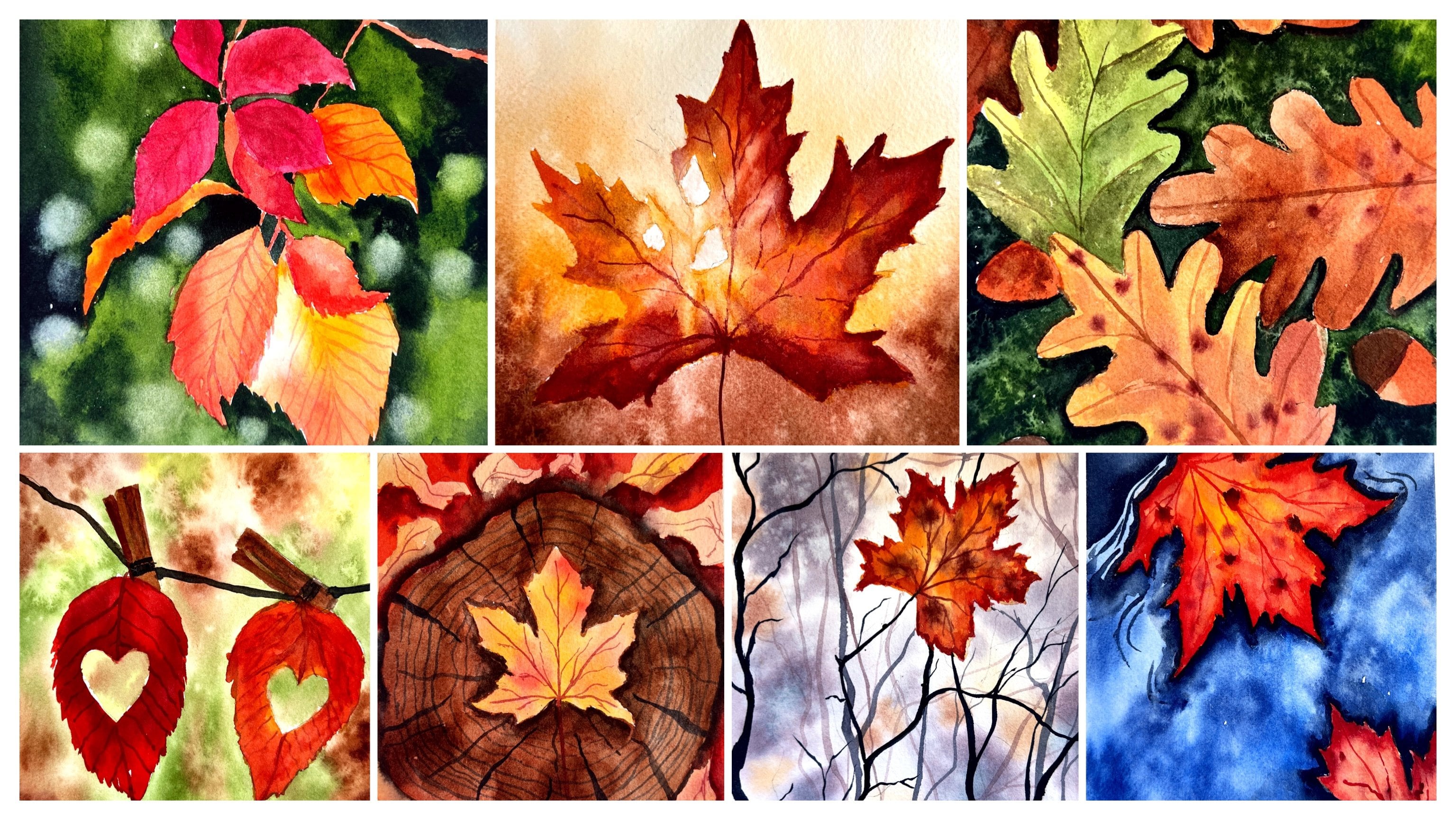 Watercolor Autumn Leaves Painting Paint 7 Beautiful Projects Vinita