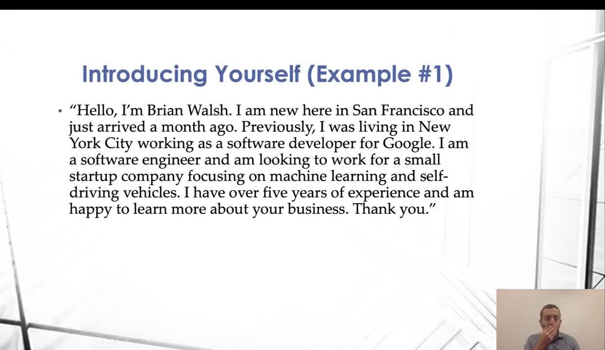 Business English Class - Introducing Yourself to Employers | Benjamin ...