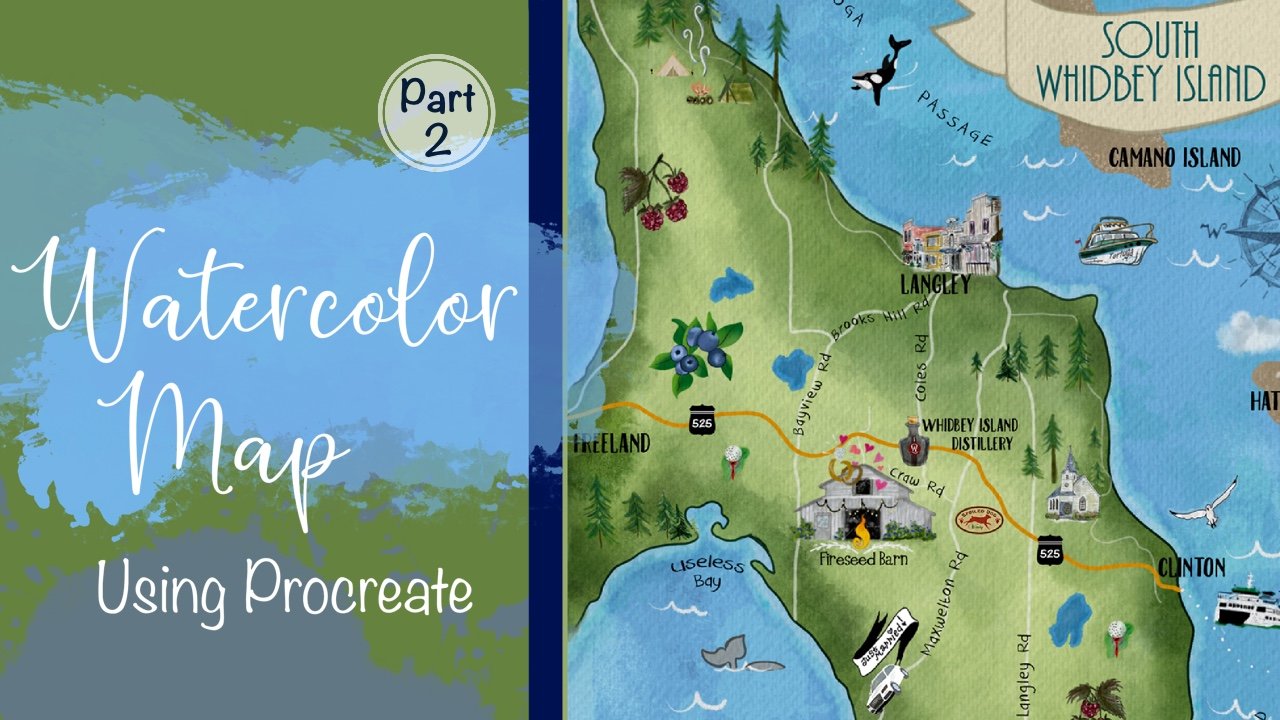 Pt 2 Illustrated Watercolor Map Using Procreate | Kathy Klitz | Skillshare