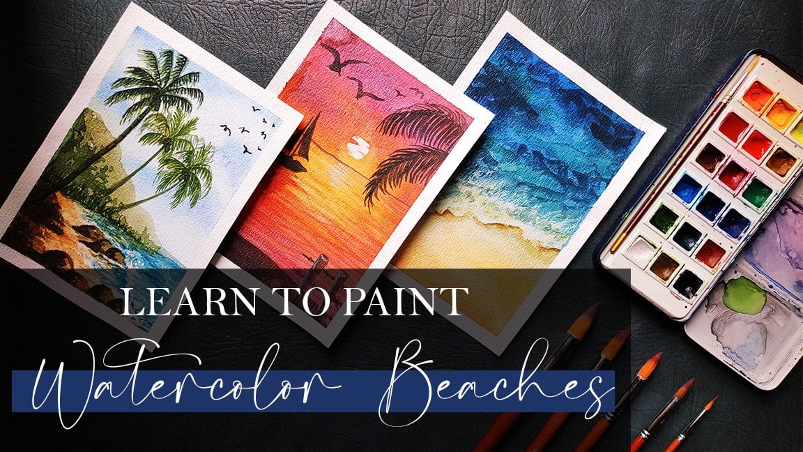 Learn Painting Watercolor Beaches | How to a Beach Paint Watercolor Sea ...