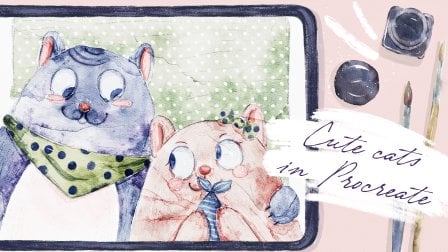 How to Paint Cute Watercolor Cats in Procreate - Digital Illustration + free brushes | Inga Yoon ...
