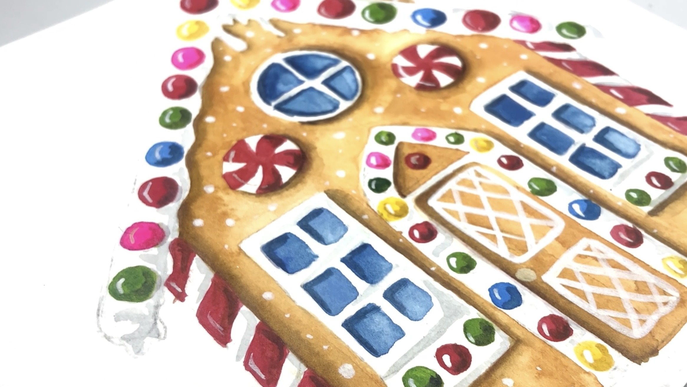 Easy Watercolor Gingerbread House Illustration for Beginners | Shannon ...